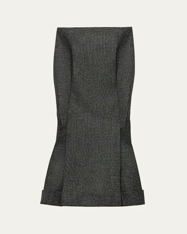 Prada Mermaid Mouline Wool Midi Skirt - Nero