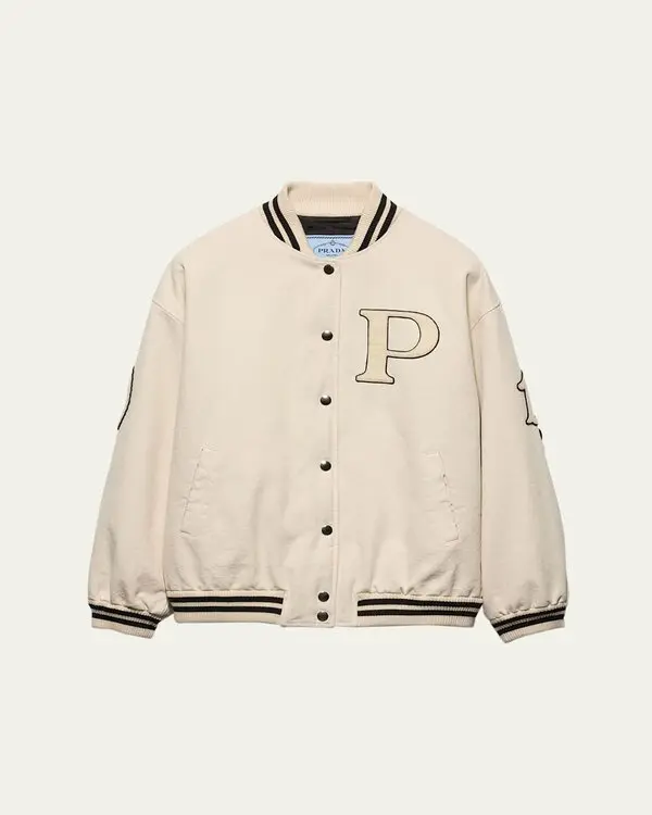 Prada Canvas Oversized Bomber Jacket - Avorio