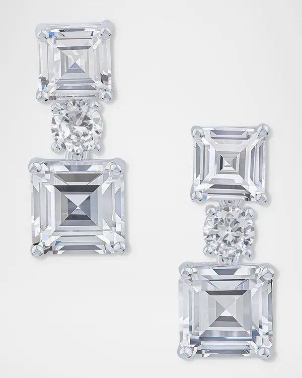 KENNETH JAY LANE Princess Round Cubic Zirconia Drop Earrings