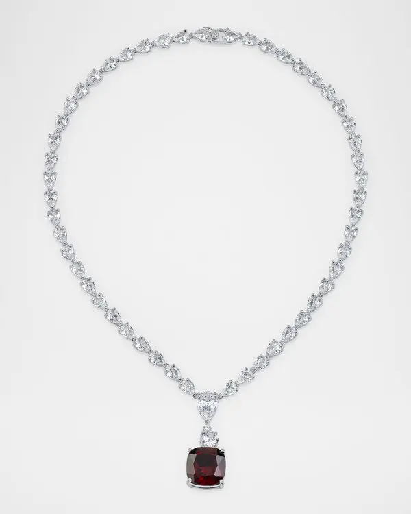 KENNETH JAY LANE Pear And Cushion Cubic Zirconia Riviere Necklace