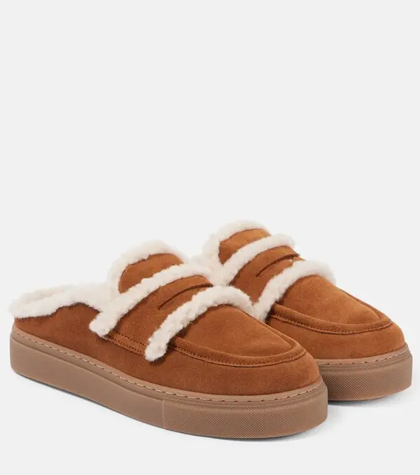 Inuikii Shearling-trimmed Mules - Brown