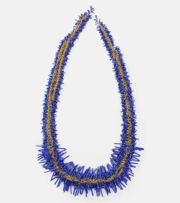 Dries Van Noten Beaded Chain Necklace In Blue - 20% Off | Editorialist
