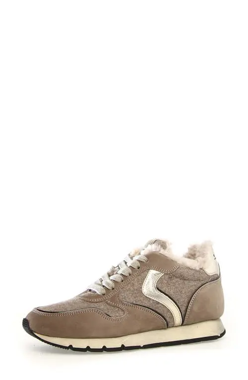VOILE BLANCHE Julia Genuine Shearling Sneaker - Taupe Beige