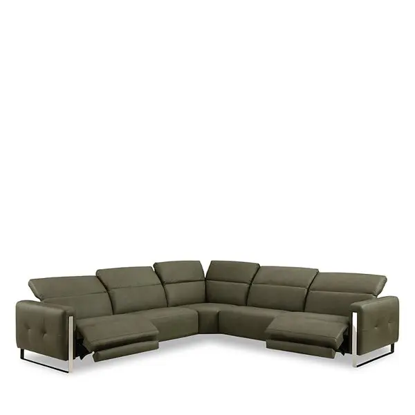 CHATEAU D'AX Giada 5 Piece Leather Sectional - – Santos Green