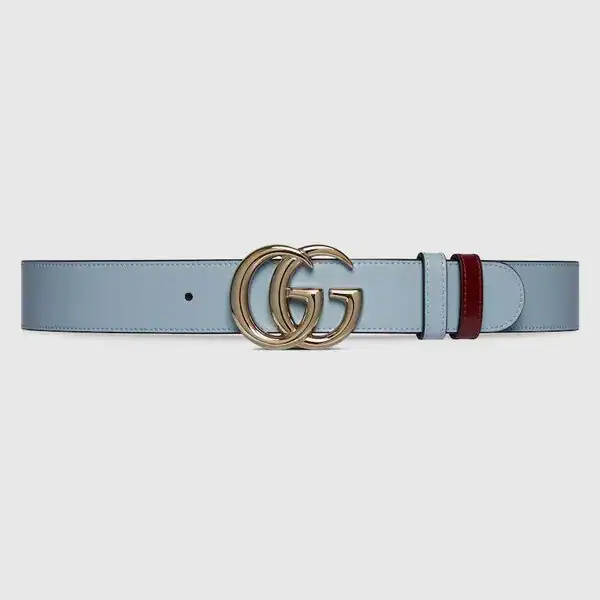 Gucci Women\'s Belt in Light Blue and Beige Gucci Gg Leather Belt - Blue | Editorialist main image 3