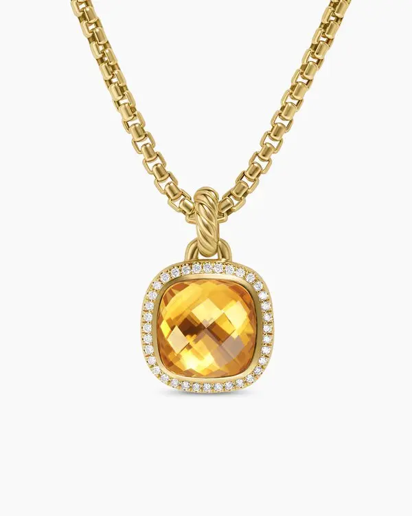 David Yurman Albion® Pendant In 18k Yellow Gold With Onyx And Diamonds - Citrine