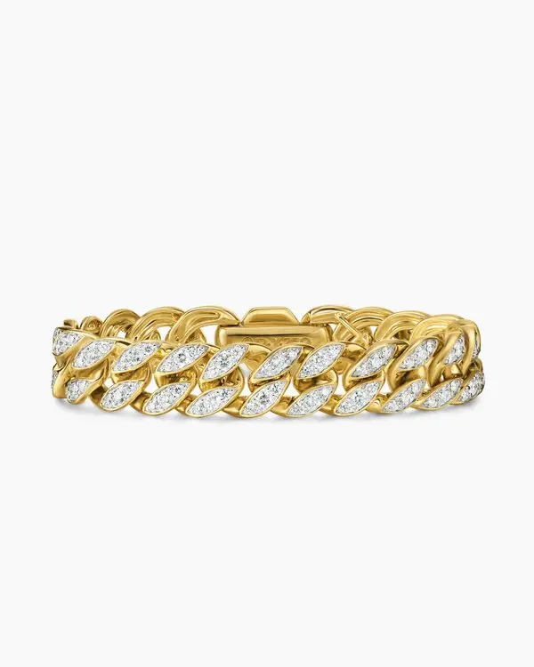 David Yurman 18k Yellow Gold Curb Chain Bracelet With Diamonds - Diamond