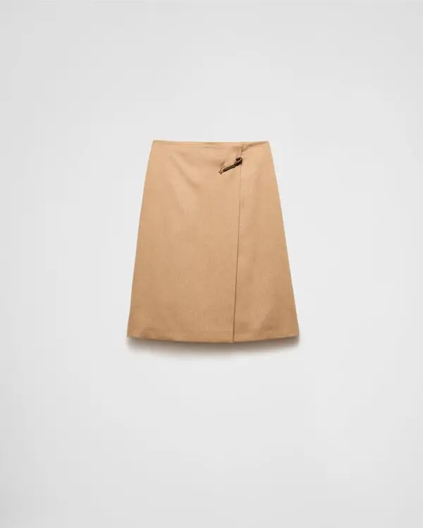 Prada Camel-hair Midi Skirt - Camel Brown