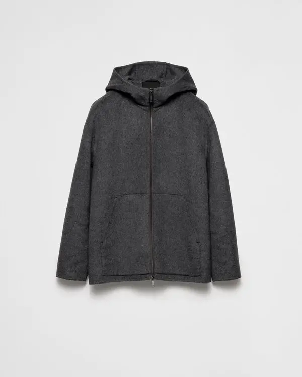 Prada Wool Hoodie Jacket - Slate Gray