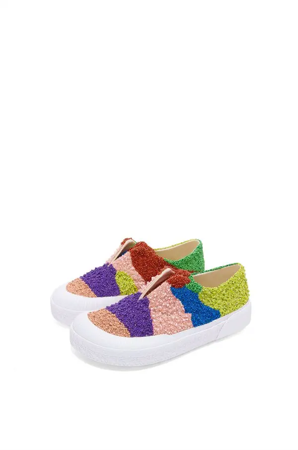 Loewe Luxury Terra Vulca Sneaker In Allover Beaded Canvas