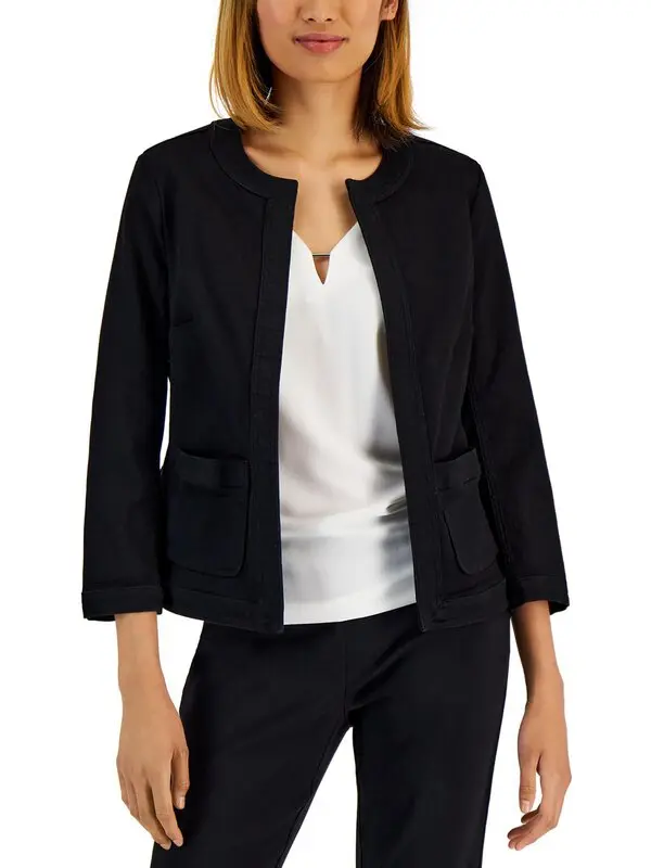 Buy KASPER Denim Collarless Openfront Blazer - Multi At 31% Off ...