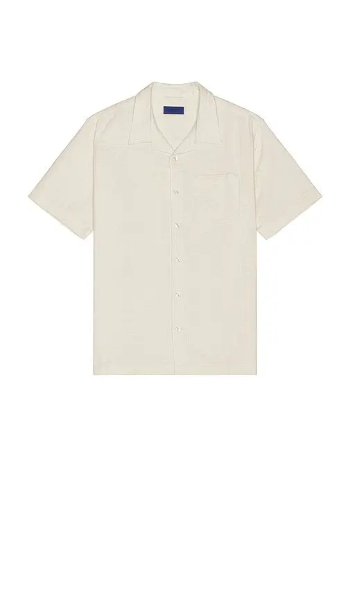 Saturdays Nyc Bruce Double Layer Crinkle Short Sleeve Shirt In Cream - Ivory