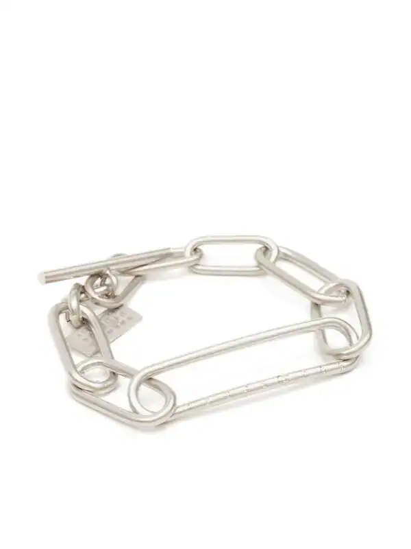 Maison Margiela Chain-Link Logo-Tag Bracelet - Silver | Editorialist