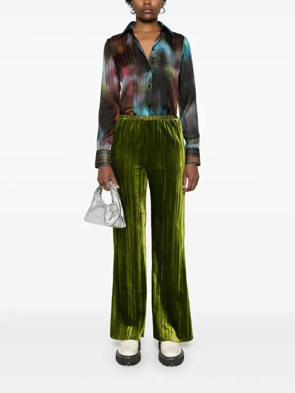 FORTE_FORTE Elasticated-waist Flared Velvet Trousers
