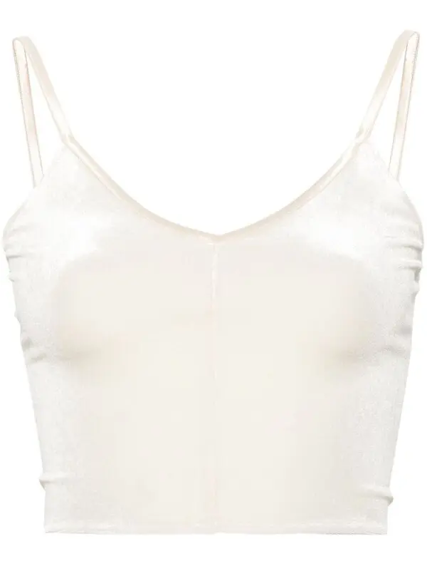 FORTE_FORTE Sleeveless Velour Crop Top - Neutrals
