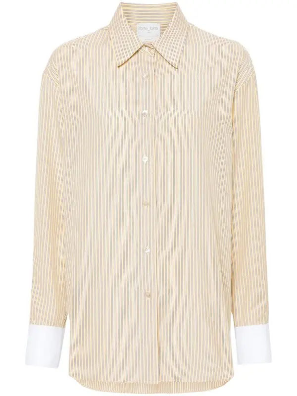 FORTE_FORTE Striped Cotton Blend Shirt - Yellow