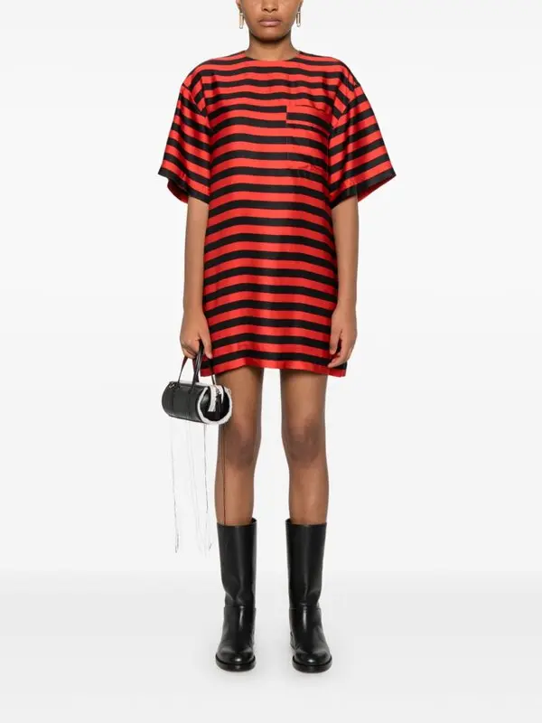 Plan C Striped Satin Mini Dress