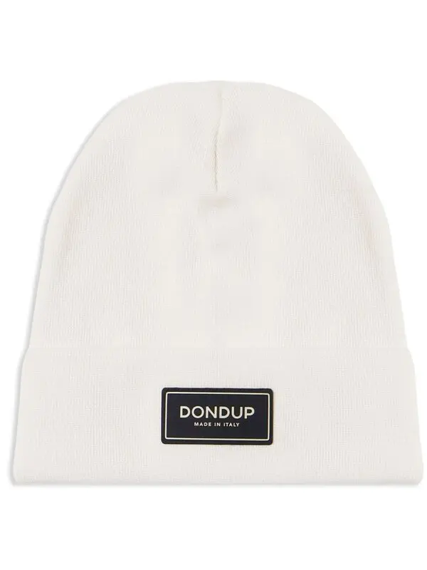 DONDUP Logo-patch Knitted Beanie - White