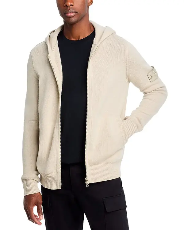 Stone Island Wool Zip Up Hoodie - Beige | Editorialist