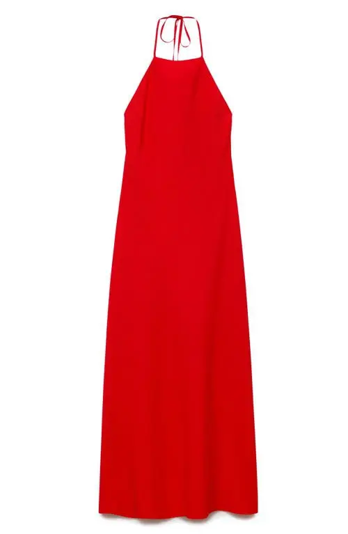 Mango Halter Linen Blend Maxi Dress