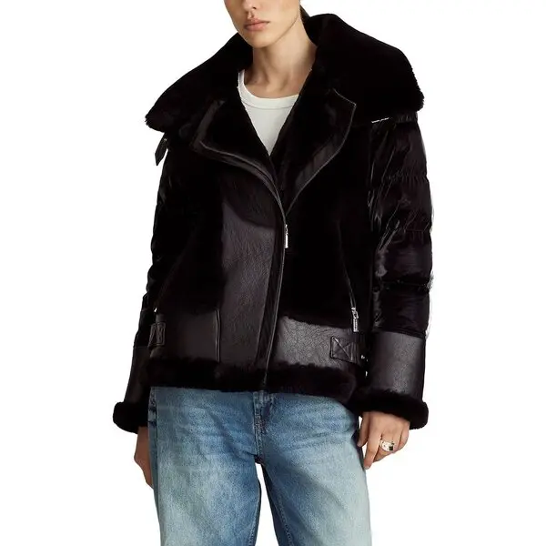 Dawn Levy Mel Leather & Shearling Jacket - Black