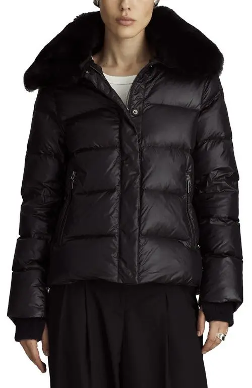 Dawn Levy Vera Shearling Down Puffer Coat - Black