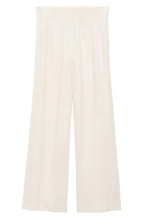 Mango Pleated Wide Leg Pants - Ecru