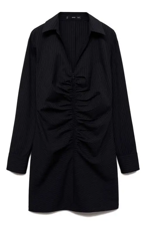 Mango Zip Front Long Sleeve Minidress