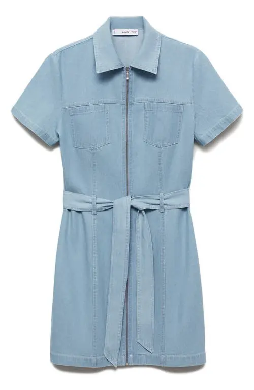 Mango Belted Denim Mini Dress
