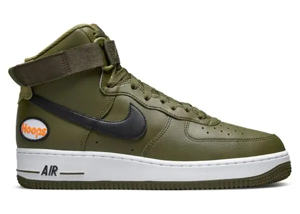 Nike Air Force 1 High '07 Lv8 Hoops Pack Sneakers - Rough Green/black/total Orange