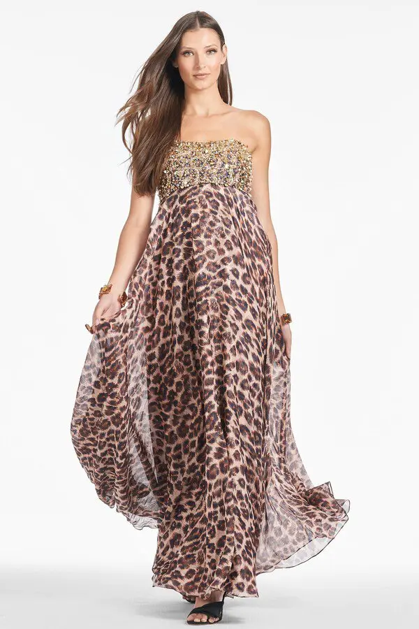 Sachin & Babi Ames Big Cat Gown - Gold