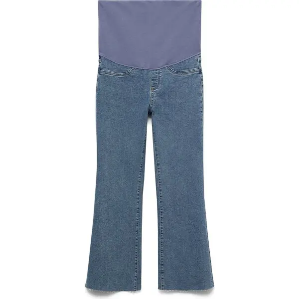 Mango Over-the-bump Crop Flare Maternity Jeans - Medium Blue