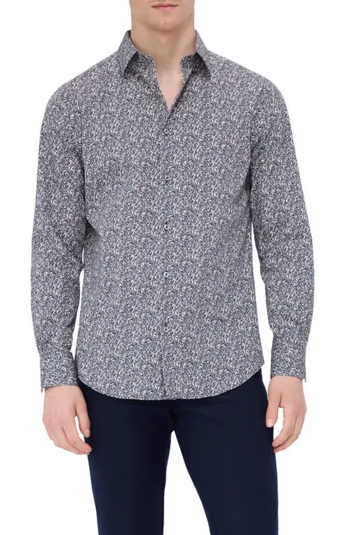 Bugatchi Julian Shaped Fit Leaf Print Button-up Shirt