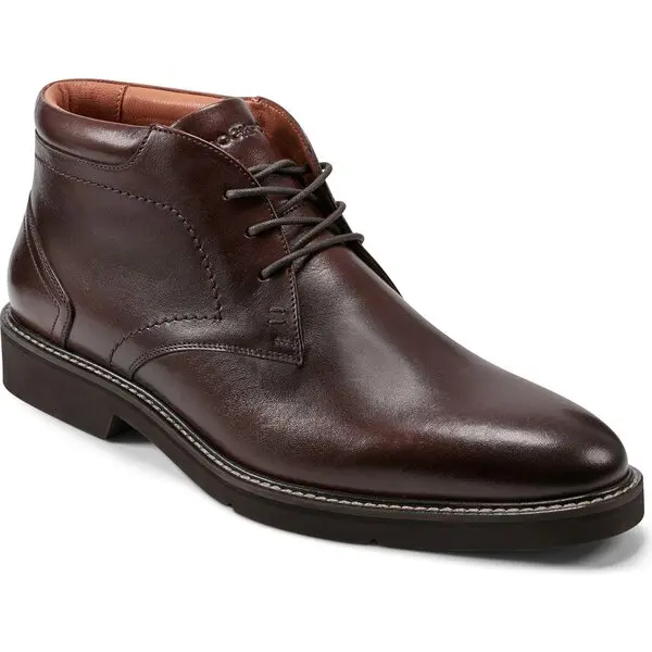 Rockport Flynn Plain Toe Derby Boots - Dark Brown