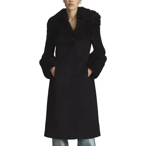 Dawn Levy Athena Belmond Wool Shearling Coat - Black