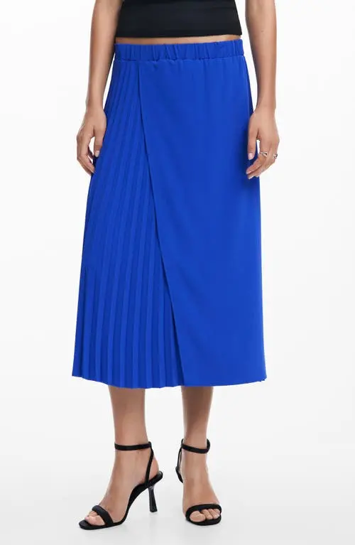 Desigual Pleated Faux Wrap Midi Skirt