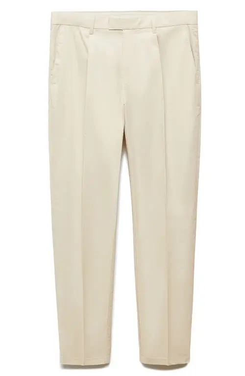 Mango Pleated Slim Fit Trousers - Beige