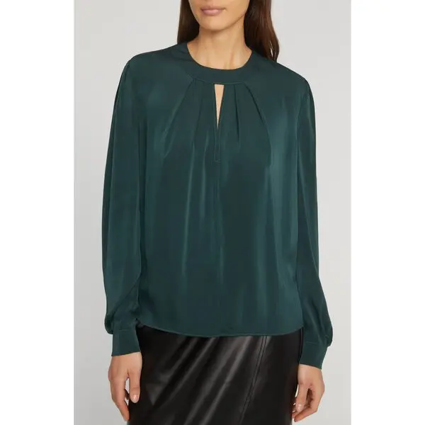 Elie Tahari The Bethany Stretch Silk Blouse - Juniper