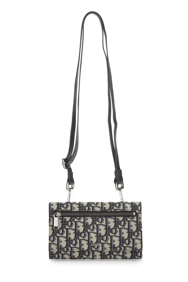 Dior Oblique Jacquard Front Zip Wallet On Chain