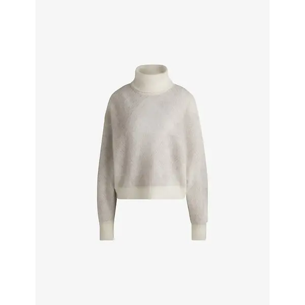 Hugo Boss Argyle Relaxed-fit Roll-neck Mohair And Wool-blend Jumper