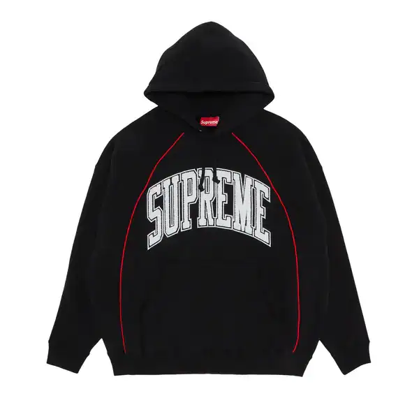 Supreme Boxy Piping Arc Hooded Sweatshirt - Black | Editorialist