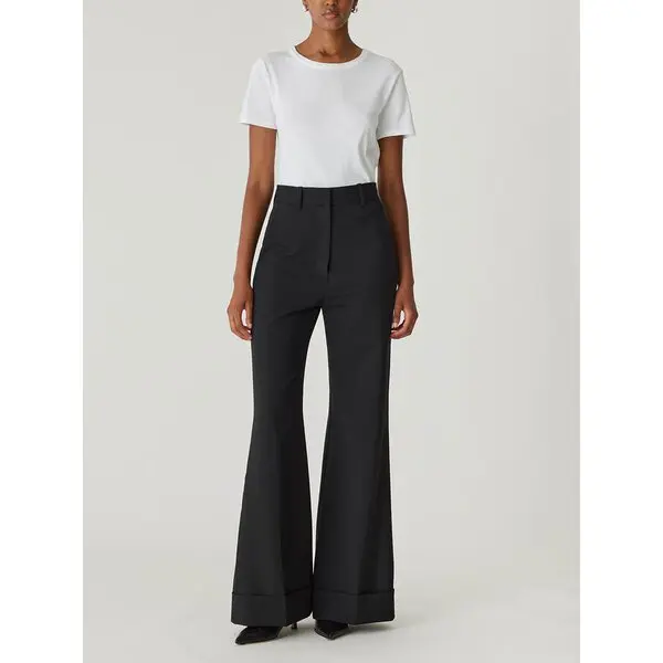 Rebecca Taylor Refined Suiting Wide Leg Trouser - Black