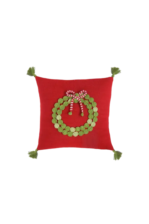 MELANGE COLLECTION 14" Green Wreath Pillow