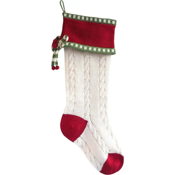 MELANGE COLLECTION Cable-knit Bow Stocking