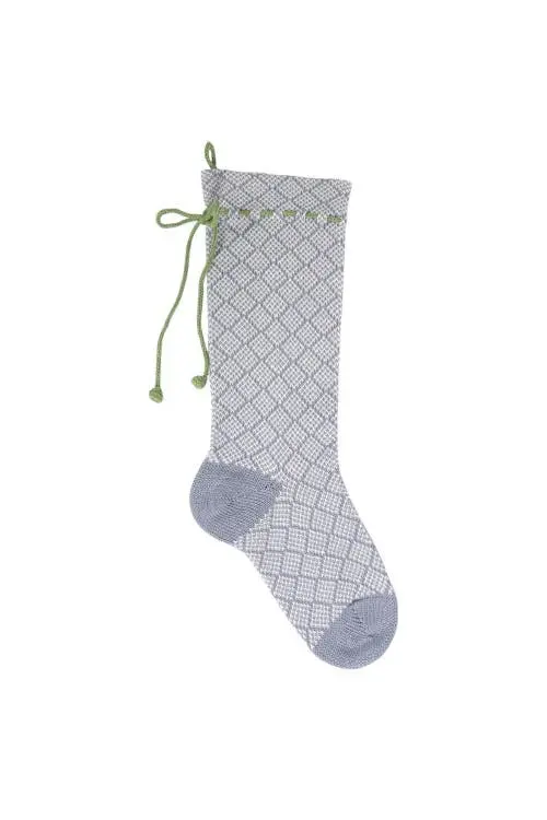 MELANGE COLLECTION Patterned Stocking With Green Bow