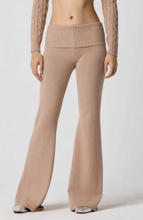 FLORENCE BY MILLS Foldover Cotton-blend Pants - Warm Taupe