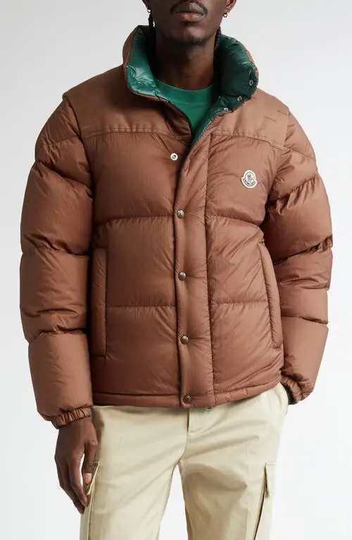 Moncler Verone Convertible Down Puffer Jacket - Brown