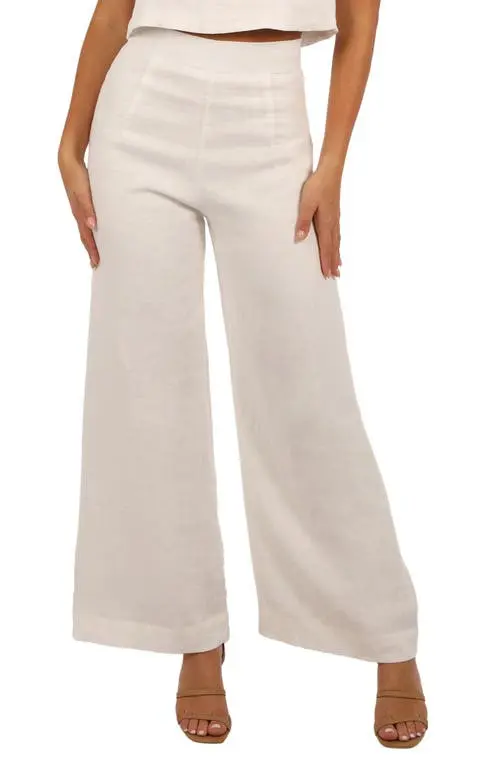 PETAL & PUP Devlin Linen Wide Leg Pants - Cloud White
