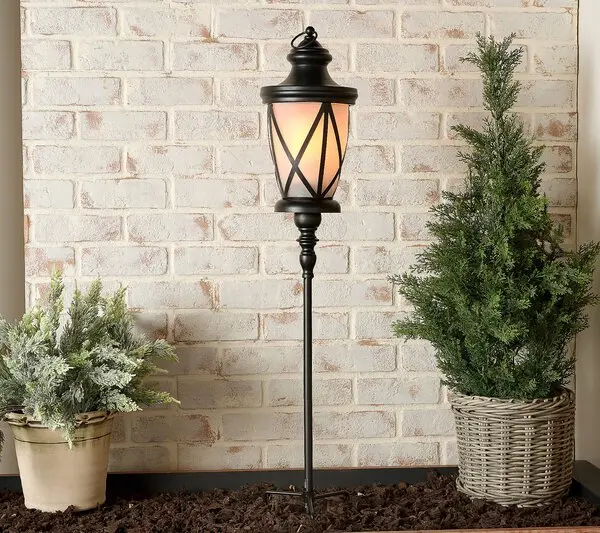 VALERIE PARR HILL As Is In/outdoor Flickering Flame Lanternw/ Stake