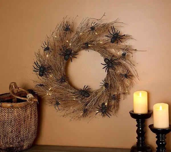 HAY & HARVEST As Is 26' Lit Rattan Spider Wreath